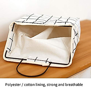 Household Wall-Hanging Storage Bags with Hook Pockets Cotton Linen Storage Basket Family Organizer Box Containers