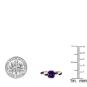 Dazzlingrock Collection 14K 6 MM Cushion Amethyst, Round Blue Sapphire & Diamond Engagement Ring, Rose Gold, Size 5.5