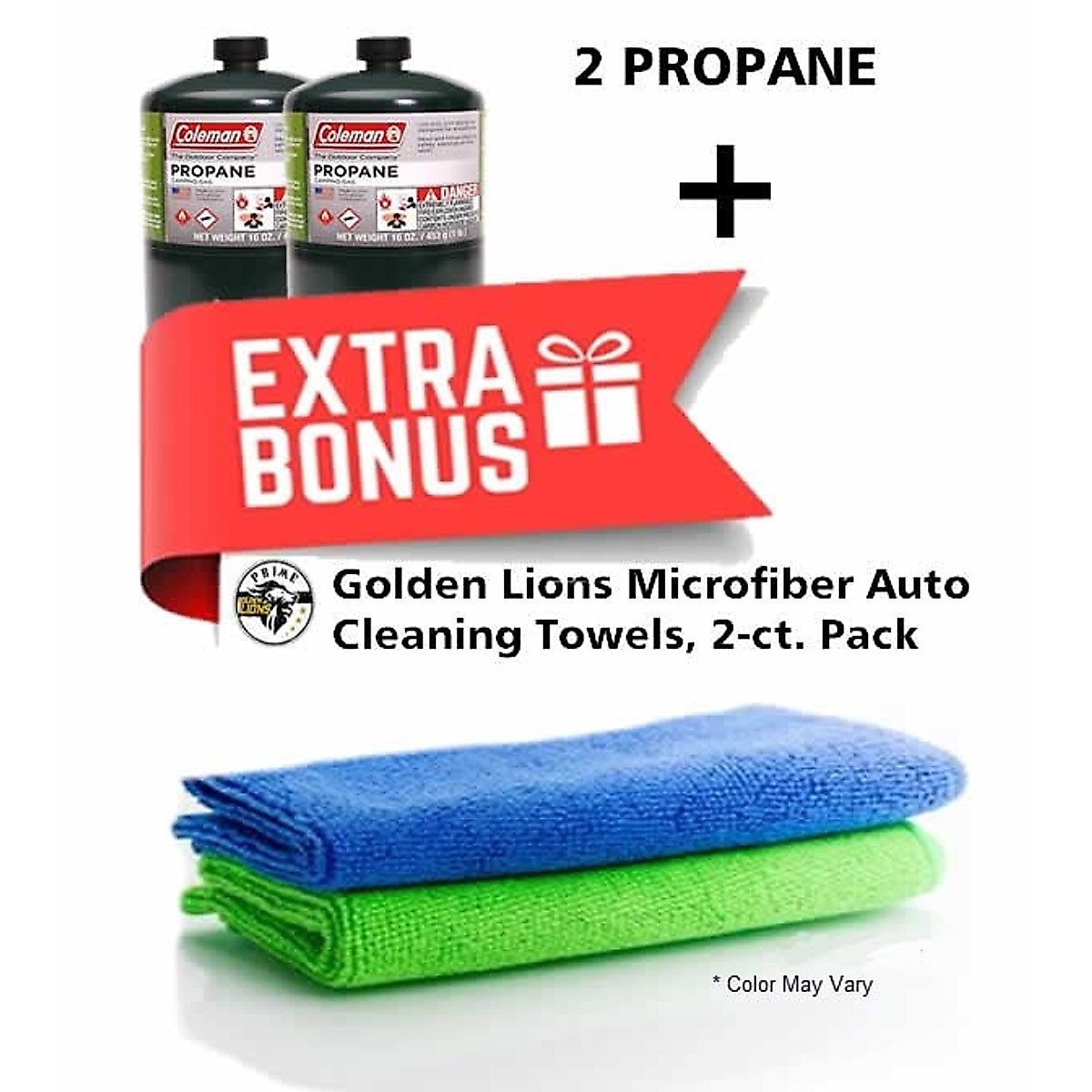 Propane Tank 2 Pack with Golden Lion Bonus: 2 Cleaning Towels Green 16oz