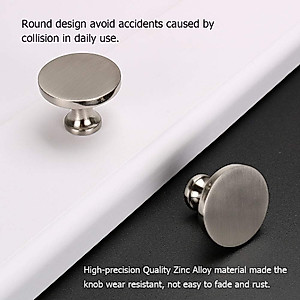 homdiy 25 Pack Brushed Nickel Cabinet Knobs, Solid Round Drawer Knobs, Modern Kitchen Cabinet Hardware for Bedroom Dresser, Cupboard, Drawers