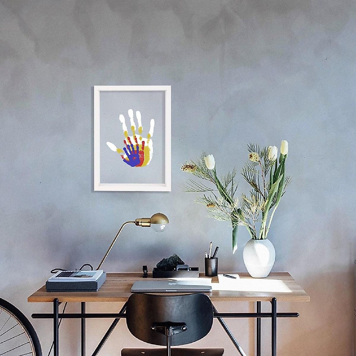 CHERRY CHEERS Family Handprint Kit, DIY Craft Keepsake Wooden Frame, Endless Gift Set, Non-Toxic Paints, Transparent Sheets (White)