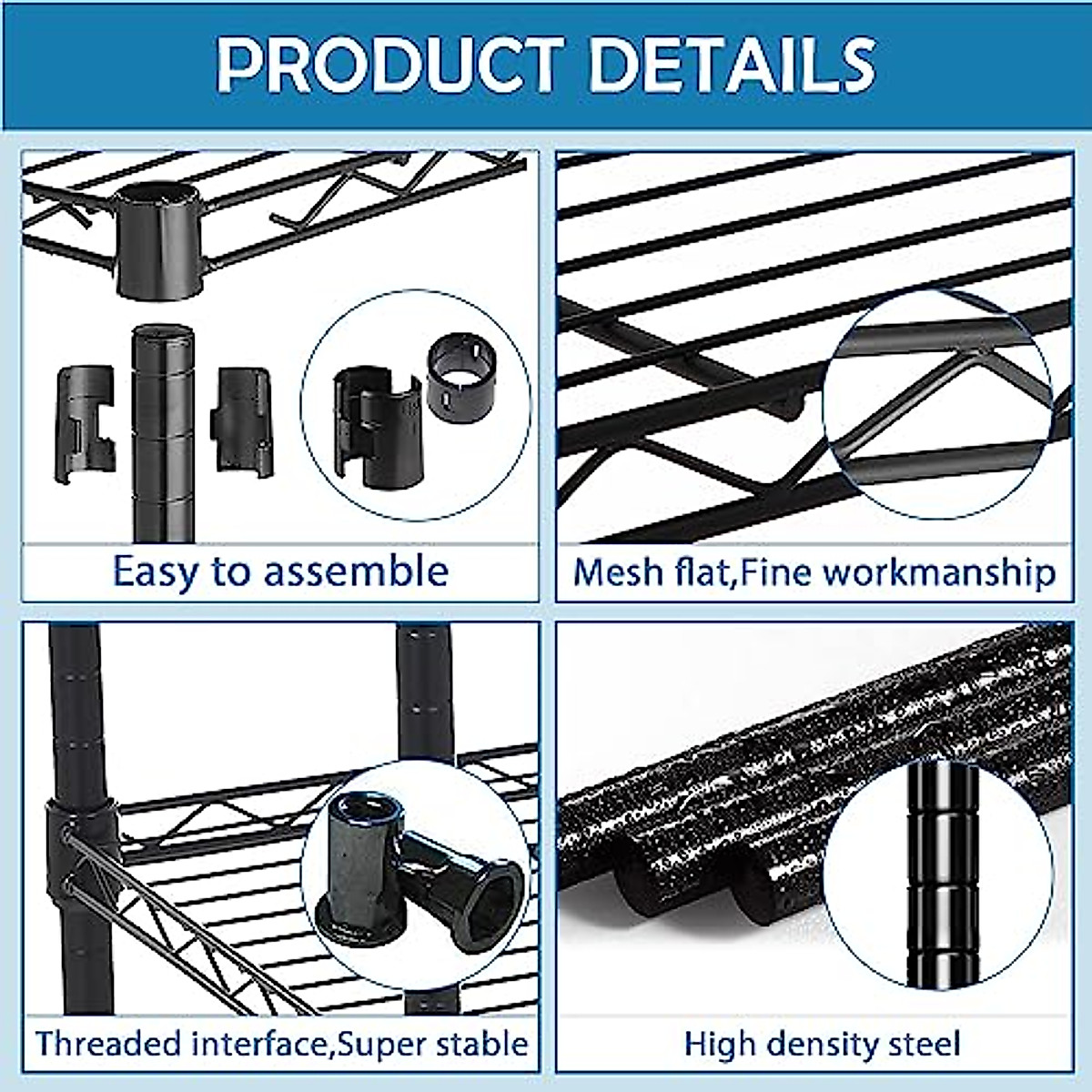 6 Tier Metal Shelving Unit 2100Lb Capacity Adjustable Shelves for Storage, Heavy Duty Wire Shelf with Wheels & Feet 48" L×18" W×72" H Layered Storage Rack for Restaurant Garage Pantry Kitchen Basement