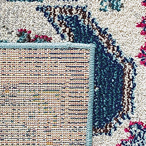 SAFAVIEH Madison Collection Area Rug - 10' x 14', Navy & Grey, Boho Chic Medallion Distressed Design, Non-Shedding & Easy Care, Ideal for High Traffic Areas in Living Room, Bedroom (MAD452M)