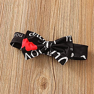 My First Valentine's Day Baby Girl Outfits Ruffle Long sleeve Romper Tops+Suspender Skirt+Headband Clothes Sets (Red, 0-3 months)