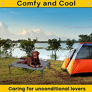 Elevated Dog Bed Raised Dog Bed Cot Bed Small Medium Large Dogs Outdoor Cooling Pet Cat Bed Breathable Mesh Washable (Large, Grey, 42''L x 25''W)