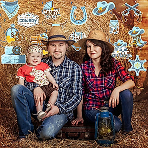 36Pcs Cowboy Baby Shower Themed Party Hanging Swirl Wild Western Birthday Decor Cowboy Themed Party Swirls Streamers Supplies for Boys Baby Shower Ceiling Decorations