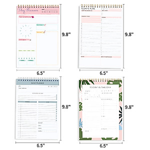 To Do List Pad Daily Schedule Planner Priority Goals Notepad Undated 6.5 ”x 9.8” PVC Cover,Twin-Wire Binding Personal Organizer for Appointment (4 Pack)