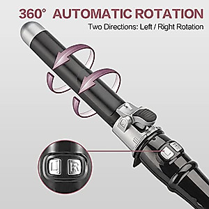 TANSHINE Curling Iron 1.25 Inch, Automatic Waver Curling Wand, Auto Rotating Hair Curler 32mm Barrel, Hair Waving Iron Hair Styling, Hair Crimper with Adjustable Heat Settings, Black