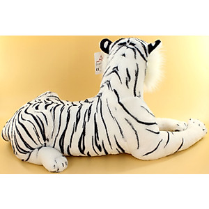 JESONN Realistic Stuffed Animals Tiger Toys Plush (White, 18.9 Inch)
