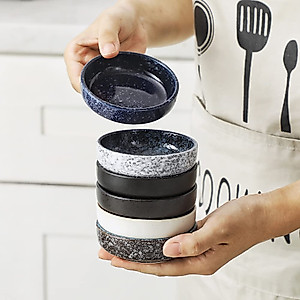 JuneCat 3.3 Inch Soy Sauce Dish Dipping Bowls 2.5oz Side Dishes Small Appetizer Pinch Bowls Set of 6