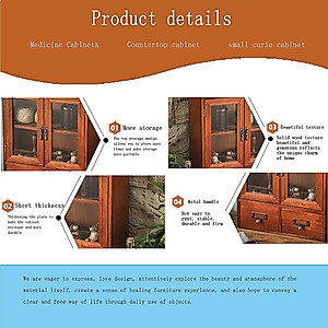 RZGZKLSH Rustic Vintage Mini Wood Counter Top Cabinet, Wall Mount Pine Display Case, Medicine Cabinet, Cabinet That Sits on Countertop-Floating Shelf Cabinet Organization12 x4.7"x14"(Brown)