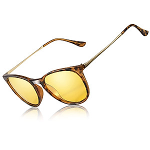 TJUTR Women's Night-Vision Glasses for Driving, Polarized Yellow Lens Reduce Glare Safety Nighttime UV Protection