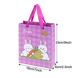Chuangdi 16 Pieces Easter Paper Bags Easter Bunny Egg Chicken Gift Bags with Handles for Easter Party Supplies, 8 Styles
