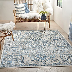 Nourison Elation Floral Ivory Brick 4' x 6' Area -Rug, Easy -Cleaning, Non Shedding, Bed Room, Living Room, Dining Room, Kitchen (4x6)