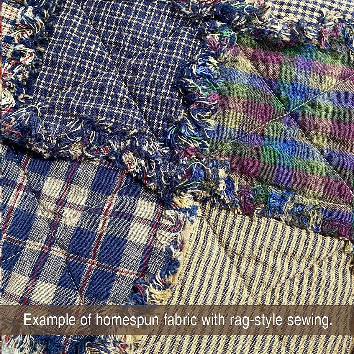 Heritage Navy Blue Thin Stripe Cotton Homespun Fabric by JCS - Sold by The Yard