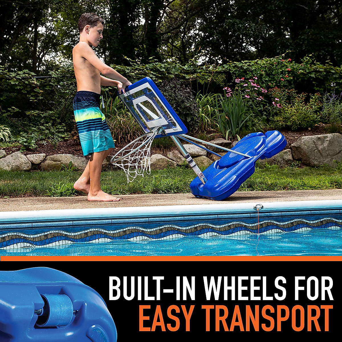 Franklin Sports Pool Basketball Hoop - Waterproof Mini Basketball Hoop for Poolside - Portable 30" Kids Basketball Hoop - Steel Construction - All Ages