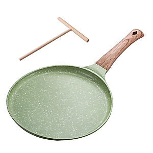 11 Inch Frying Pan Non-Stick Steak Pancake Cooking Breakfast Maker Crepe Pan Pancake Pan Household Wooden Handle Egg Griddle Pan