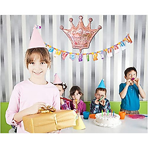 3Pcs Crown Balloons Foil Helium Mylar Balloon Rose Gold,For Birthday Party Decorations