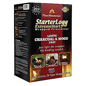 Pine Mountain ES 24CT ExtremeStart Wrapped Starters, 24 Starts Firestarter Log for Campfire, Fireplace, Wood Stove, Fire Pit, Indoor and Outdoor Use, Piece