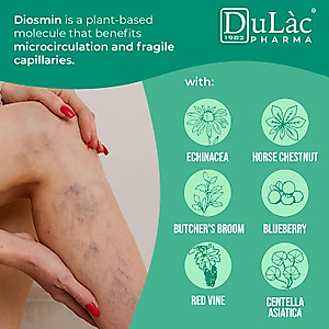 Dulàc - Varicose Veins Treatment for Legs, Cream for Circulation and Spider Veins, Cooling Effect Diosmin and Horse Chestnut Cream for Leg Swelling Relief - Omniven Gambe Relaxing Leg Cream 5.07 Fl Oz