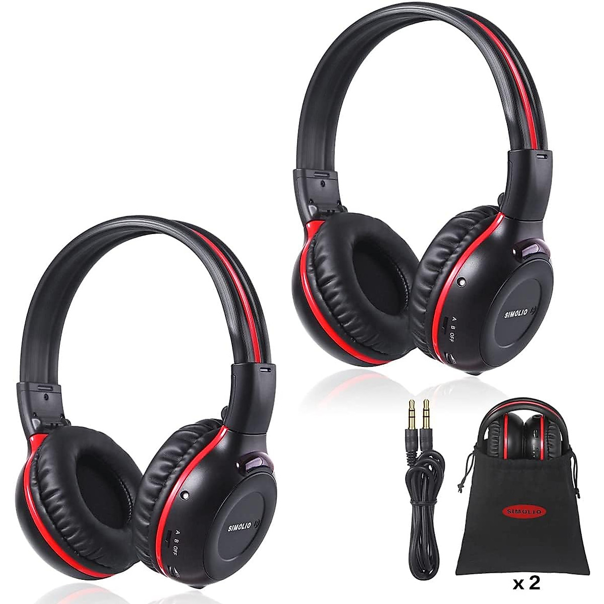 SIMOLIO Wireless IR Headphones for Car DVD and Bluetooth Headphones for Kids, Infrared Headphones Compatible with Honda Odyssey & uConnect VES & Dodge Grand Caravan & Chevy Suburban 2006-2022