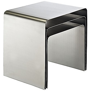 Modway Rush Brushed Stainless Steel Metal 3-Piece Side Nesting Table Set In Silver