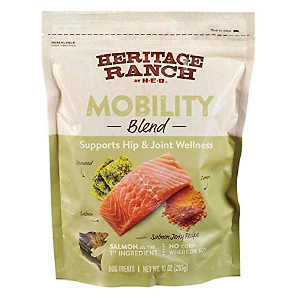 Heritage Ranch Mobility Salmon Jerky Style Dog Treat That are Grain Free for Small and Large Dogs That Help Supports Hip & Joint Wellness, One - 10oz Bag