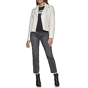 Levi's Women's Faux Leather Asymmetrical Moto Jacket, Oyster, X-Large