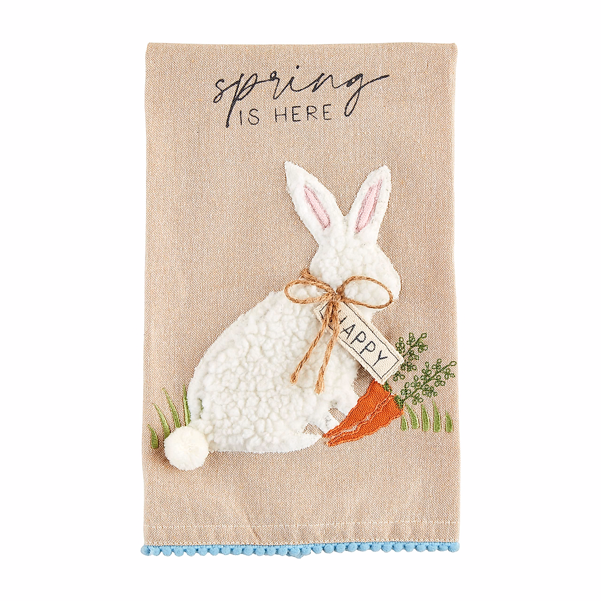 Mud Pie Easter Appliqué Towel, Spring is here, 21" x 14"