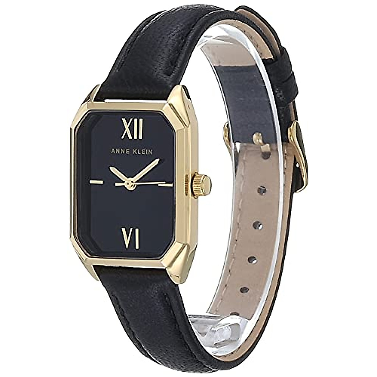 Anne Klein Women Japanese Quartz Dress Watch with Leather Strap, Black, 13 (Model: AK/3874BKBK)