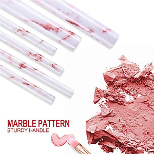 Makeup Brushes Set DUAIU 16PCS Marble Make up Brushes Foundation Eyeshadow Concealer Eyebrow Blush Face Mask Brush Set With Gift Box Make Up Tool（Pink)