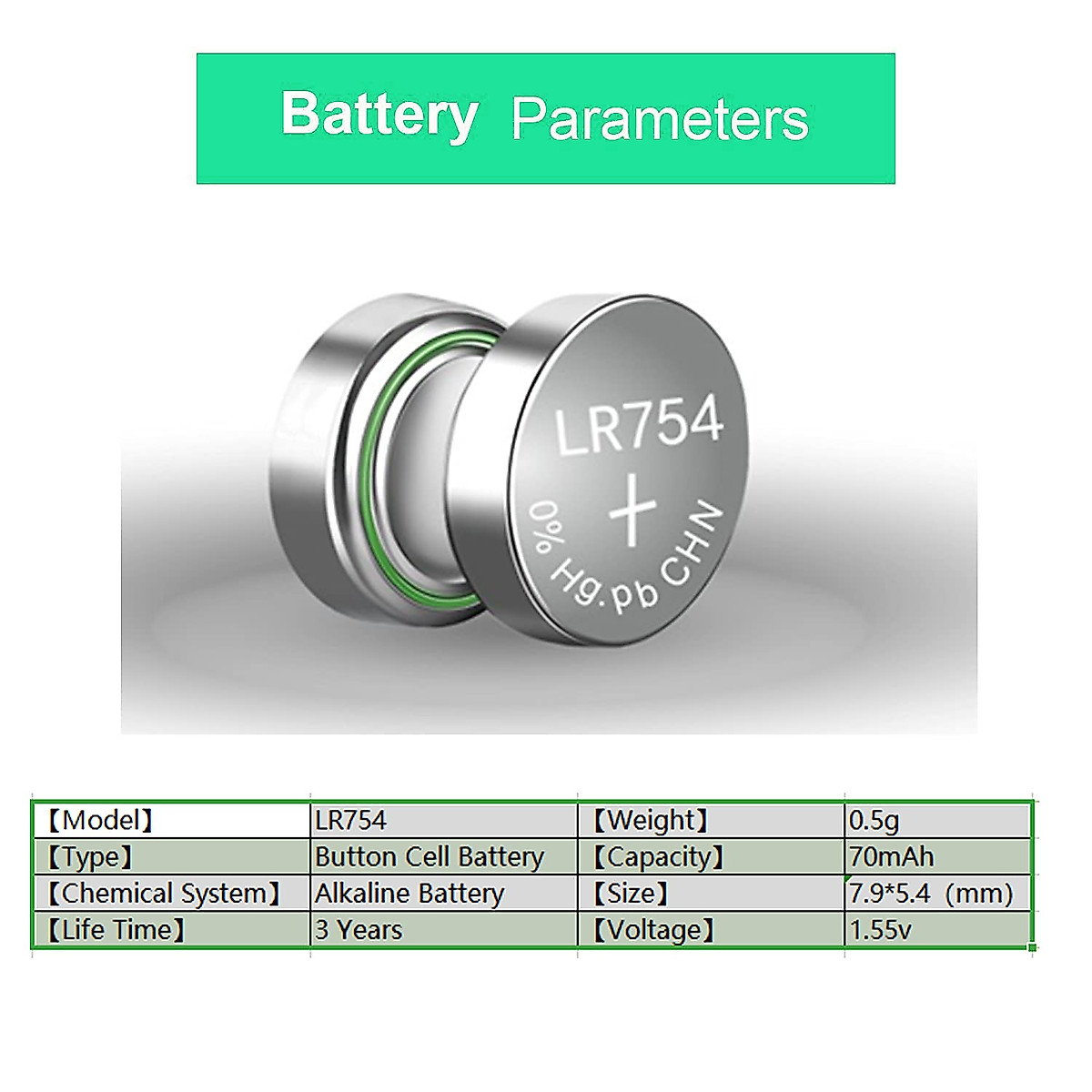 50PCS AG5 Button Cell Battery,LR754 393A SR48 AG5 Alkailine Coin Batteries for Misfit Ray, Laser Bore Sight, Hearing Aid, Fitness Tracker,Watch,AR Light,Digital Callipers