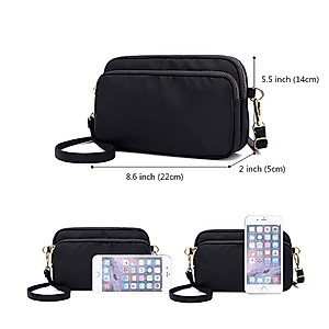 Women Crossbody Cell Phone Purse Shoulder Bag for iPhone 11 12 13 Pro Samsung Galaxy S21 S20 FE A72 A52 A32 A02 A12, Black