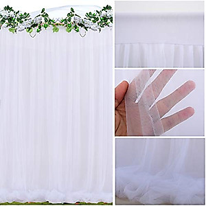 White Tulle Backdrop Curtain for Baby Shower Bridal Shower White Backdrop Drapes for Wedding Birthday Photography Curtains for Party Decoration 5 ft X 10 ft
