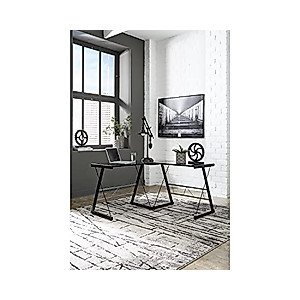Signature Design by Ashley Mallistron Contemporary Home Office L-Shaped Computer Desk, Black