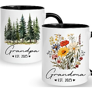 Promoted To Grandparents 2025 Mug Set, Baby Announcement Gifts For Grandparents, Grandma And Grandpa Pregnancy Announcement Gift, 1st Time Grandma Grandpa Gifts, New Grandparents Gifts First Time 2025