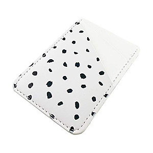 uCOLOR Phone Card Holder Black White Polka Dots PU Leather Wallet Pocket Credit Card ID Case Pouch 3M Adhesive Sleeves Sticker Grip Compatible with iPhone 14 13 12 11 pro max Xs XR 6 SE 7 8 Plus
