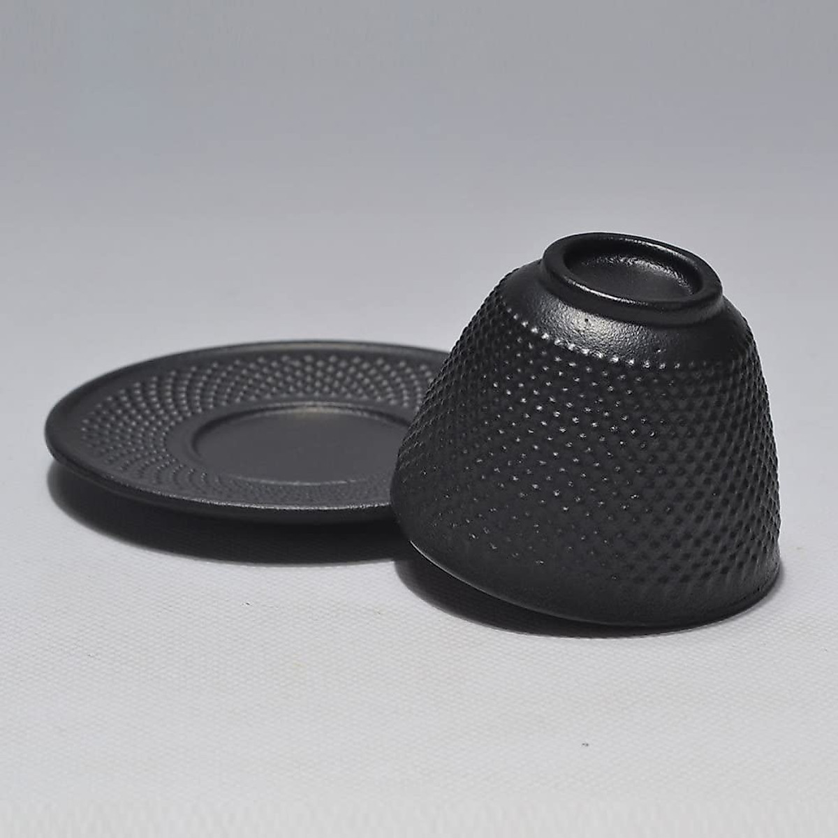 Veemoon Japanese Tea Cups Set Cast Iron Tea Cup with Saucer Asian Tea Cups Tea Mug Chinese Kung Fu Tea Cup Gaiwan for Home Restaurant