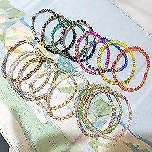 MOZAKA 26Pcs Boho Beaded Bracelets for Women Colorful Stackable Sparkly Crystal Beads Bracelets Multi-Layer Versatile Statement Bracelets Stretch Cuff Jewelry Gifts