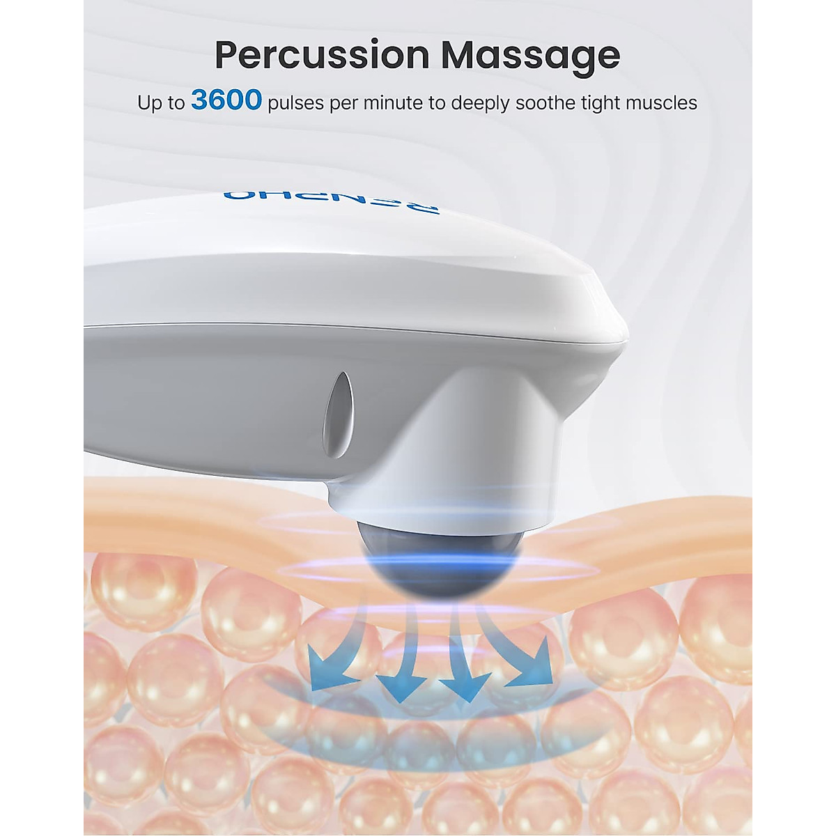 RENPHO Rechargeable Hand Held Deep Tissue Massager for Muscles, Back, FSA HSA Eligible Cordless Electric Percussion Body Massage for Foot, Neck, Shoulder, Leg, Calf