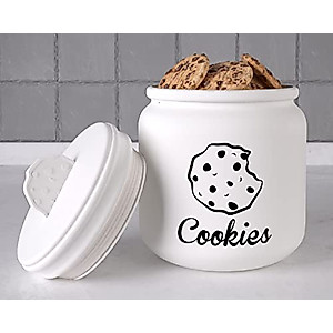 Airtight Cookie Jar - 6"W x 8"H Matte White Ceramic Cookie Jars for Kitchen Counter - Large Cookie Jar with Airtight Lids - Farmhouse Cookie Jar Airtight Lid - Big Cookie Containers with Lids Airtight