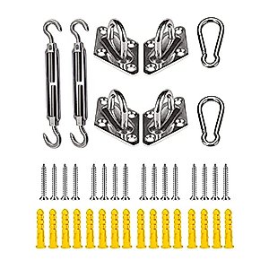 Shade Sail Hardware Kit, 304 Stainless Steel Sunshade Canopy Hardware Kit for Install Rectangle and Triangle Shade Sails Deck Garden Lawn Patio Outdoor Metal Sail Shade Pergola Kit (40PCS)