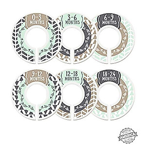 Modish Labels Baby Clothes Size Dividers, Baby Closet Organizers, Closet Size Dividers, Baby Closet Organizers, Clothes Organizer, Neutral, Boy, Girl, Woodland, Arrows, Nordic, Boho, Tan, Mint (Baby)
