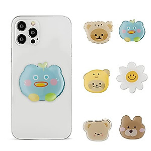Phone Grip Handle Finger Clip Holder Grip Bracket Support Cute Cartoon Lovely Bear Design Kawaii Anime Animal Smartphone Expandable Adjustable Stand
