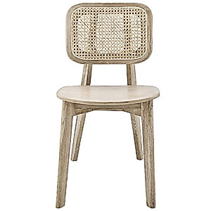Modway Habitat Wood Dining Side Chair with Cane Rattan in Gray