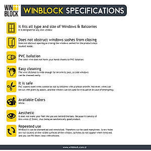 WinBlock Window Guards for Children - Protect Your Little Ones with Adjustable Steel Net PVC Coated Window Safety Screens - Fits Most Windows (6.45 sq. ft) - Childproofing Made Easy