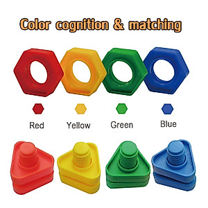 AIBELY Jumbo Nuts and Bolts Toys 52Psc for Toddlers Preschoolers Kids, STEM Educational Montessori Building Construction Screw Matching Activities for 3,4,5 Year Old Boy and Girl.