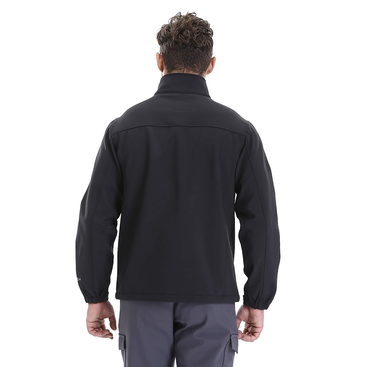 TRAILSIDE SUPPLY CO. Men's Softshell Fleece-lined Jackets/Winter Outdoor Coats/Windbreaker/Medium-weight Water-repellent, Black, 4XL