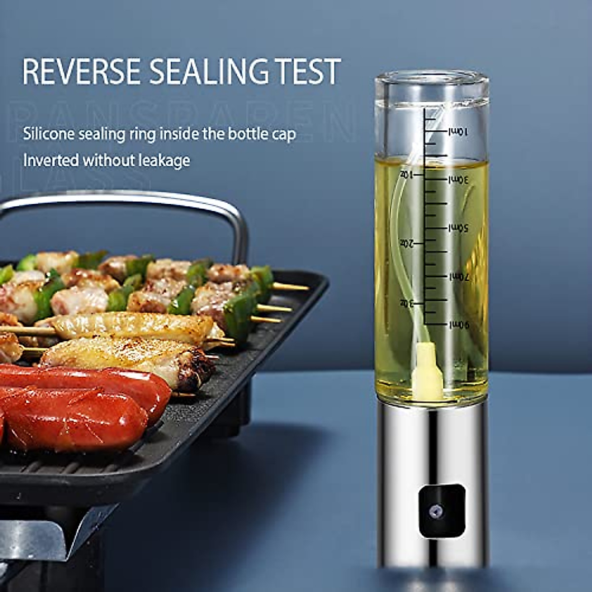 VCHOMY Oil Sprayer for Cooking, 100ml Kitchen Accessory Glass Olive Oil Sprayer Bottle for Air Fryer, Salad,Baking,Roasting and BBQ (Oil Sprayer with Funnel)