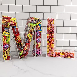Fillable Alphabet Acrylic Tray Acrylic Alphabet Candy Jar Reusable Party Deli Jar Magnetic Lid Design 10in Sealed Acrylic Box (A)